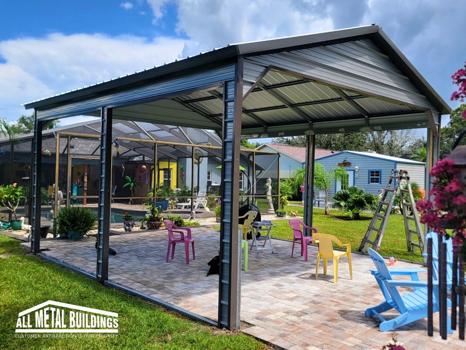 Backyard Carport with Open Design | All Metal Buildings GA